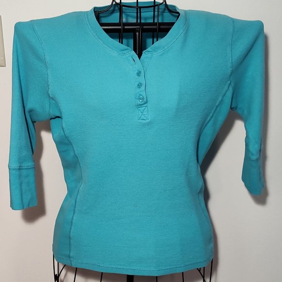 Columbia | Tops | Columbia Turquoise Thermal Henley With 34 Sleeves ...
